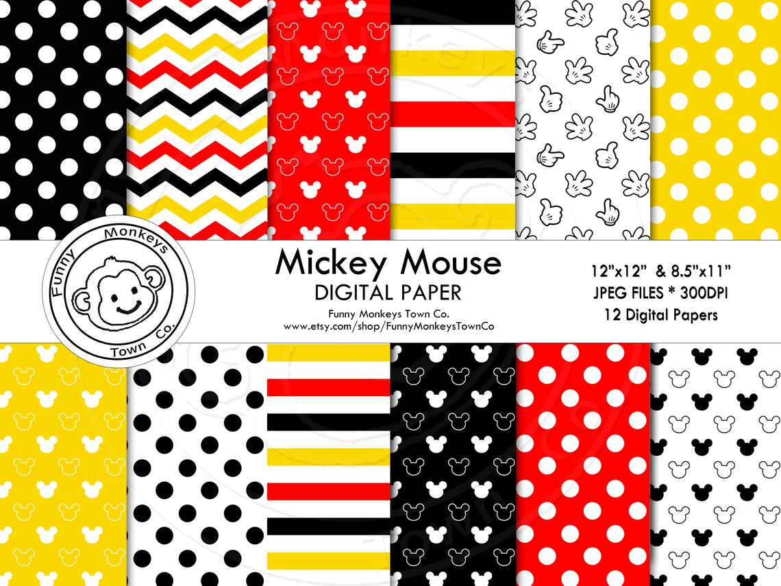 MICKEY Mouse Digital Paper, Instant Download, Printable or Digital ...