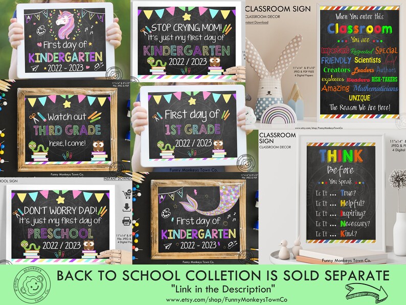 Editable First Day of School Chalkboard Sign, School Printable Sign ...