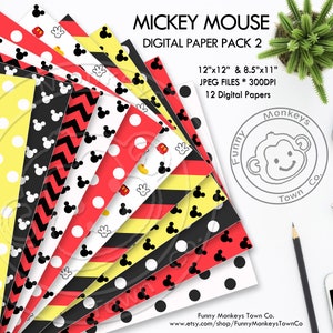 MICKEY Mouse Inspired Digital Paper Pack for Scrapbooking - Etsy
