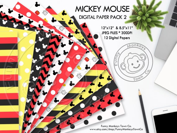 MICKEY Mouse Inspired Digital Paper Pack for Scrapbooking | Etsy