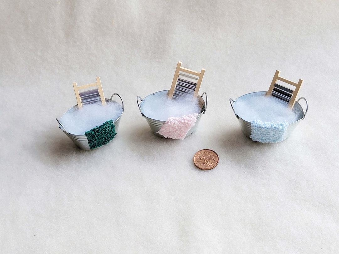 Miniature Metal Wash Tubs, With Washboard and Towel MM166 - Etsy