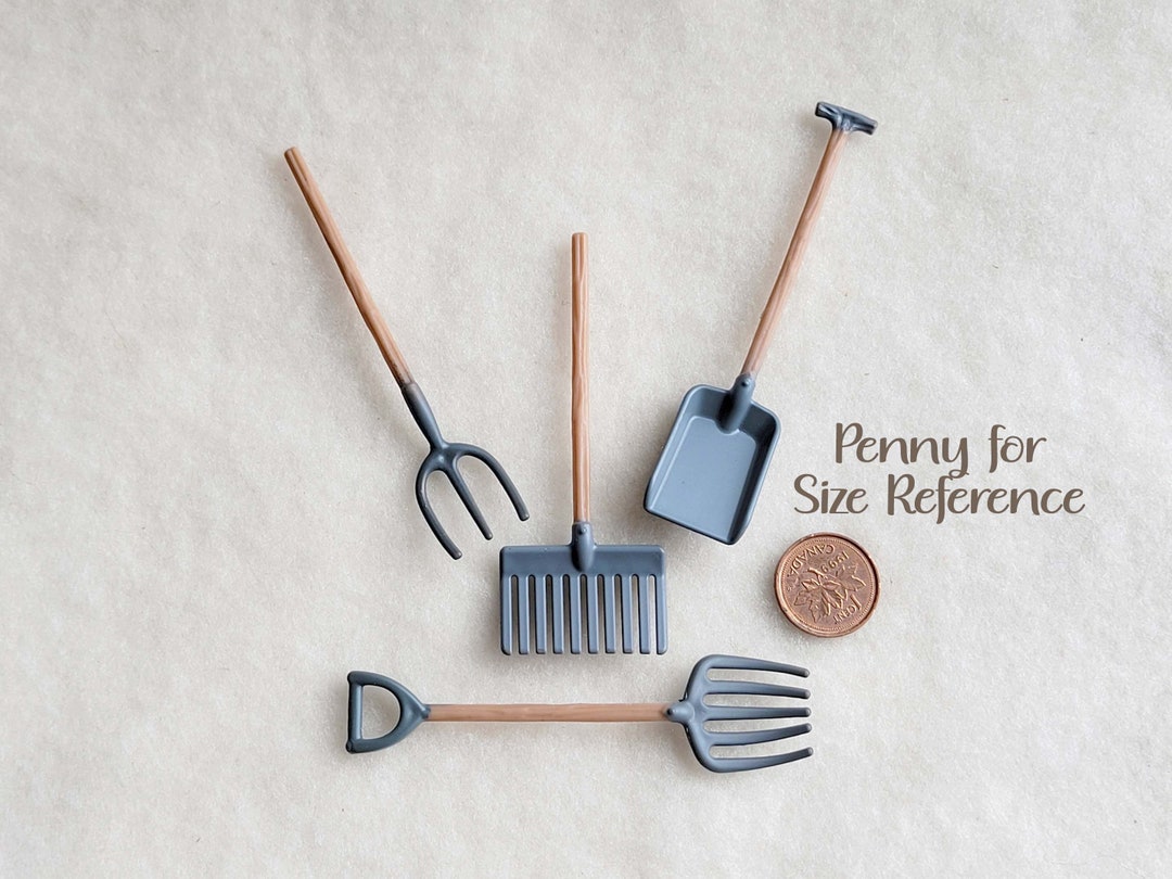 Small Garden Tools, Plastic, 4pc Set, With Shovel, Pitchforks and Rake ...