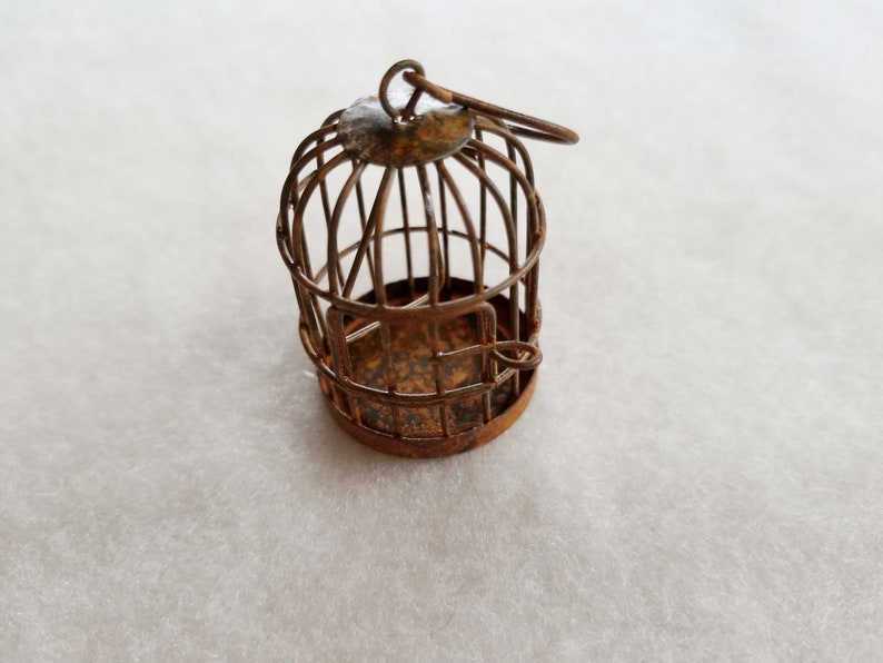 Miniature Rusted Bird Cage With Swing Dollhouse Birdcage | Etsy