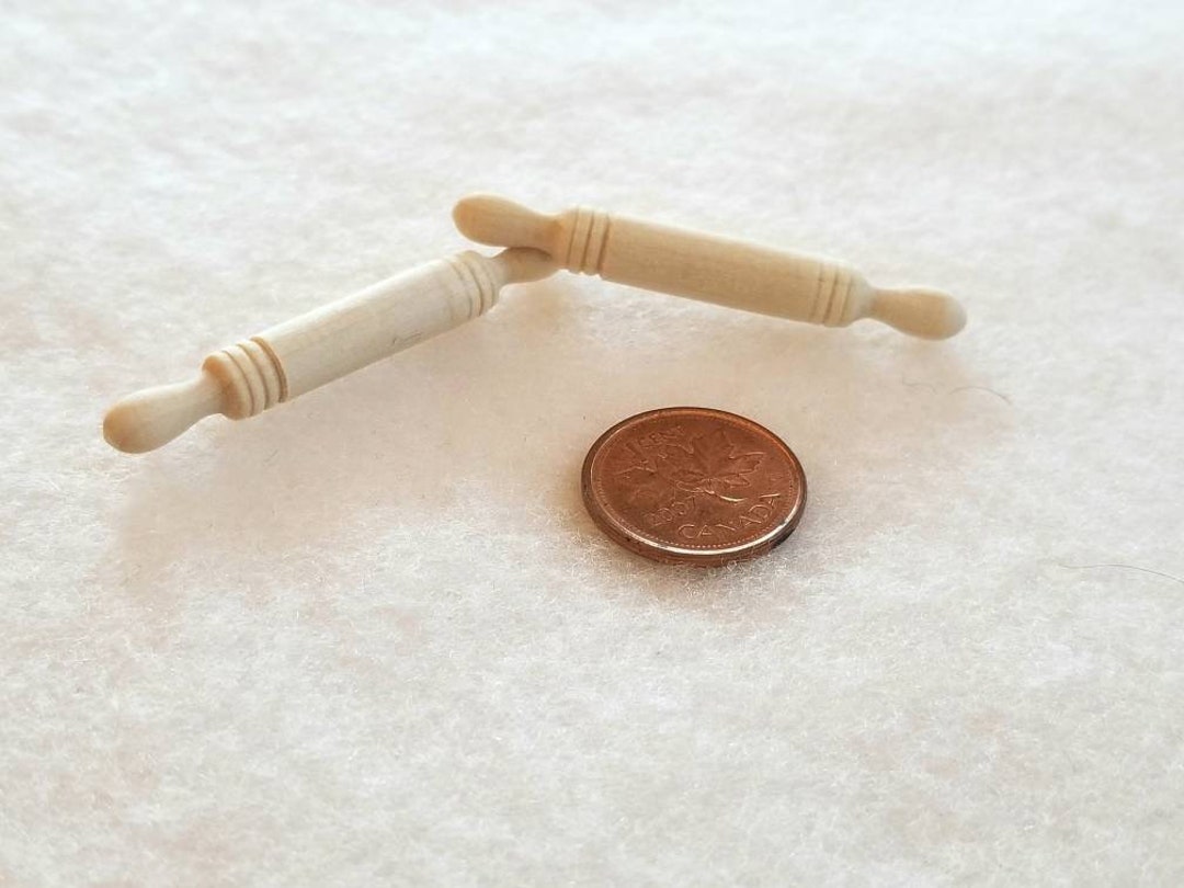 Miniature Rolling Pin, Unfinished Wood, Contoured Dollhouse Baking Tool ...
