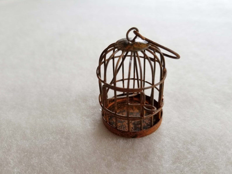 Miniature Rusted Bird Cage With Swing Dollhouse Birdcage | Etsy