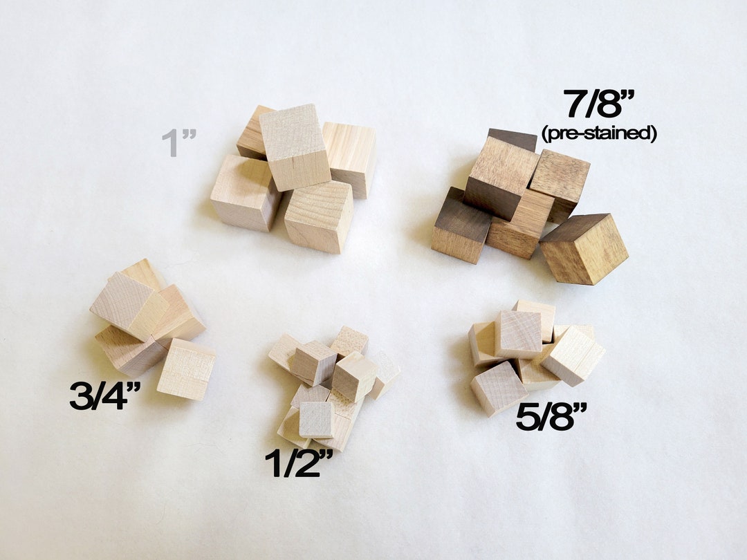 Unfinished Blocks, Hardwood Cubes, Various Sizes Available, 8-12pcs ...