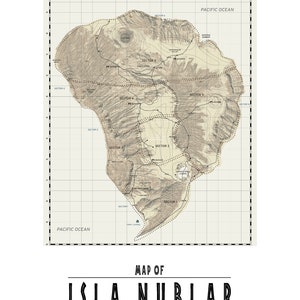 Jurassic Park - Isla Nublar Movie Map - Topographical Film - Wall Decor ...