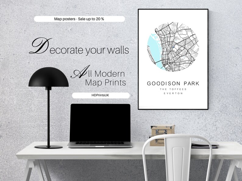 Everton FC Goodison Park Stadium Map Art Print (digital) - Etsy