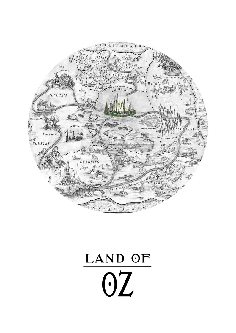 The Wizard of OZ the Land of OZ and Emerald City Map Movie - Etsy