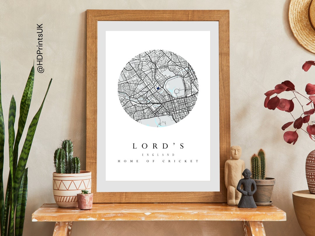 Lord's Cricket Ground - Cricket Map Poster - Perfect Gift for Cricket ...