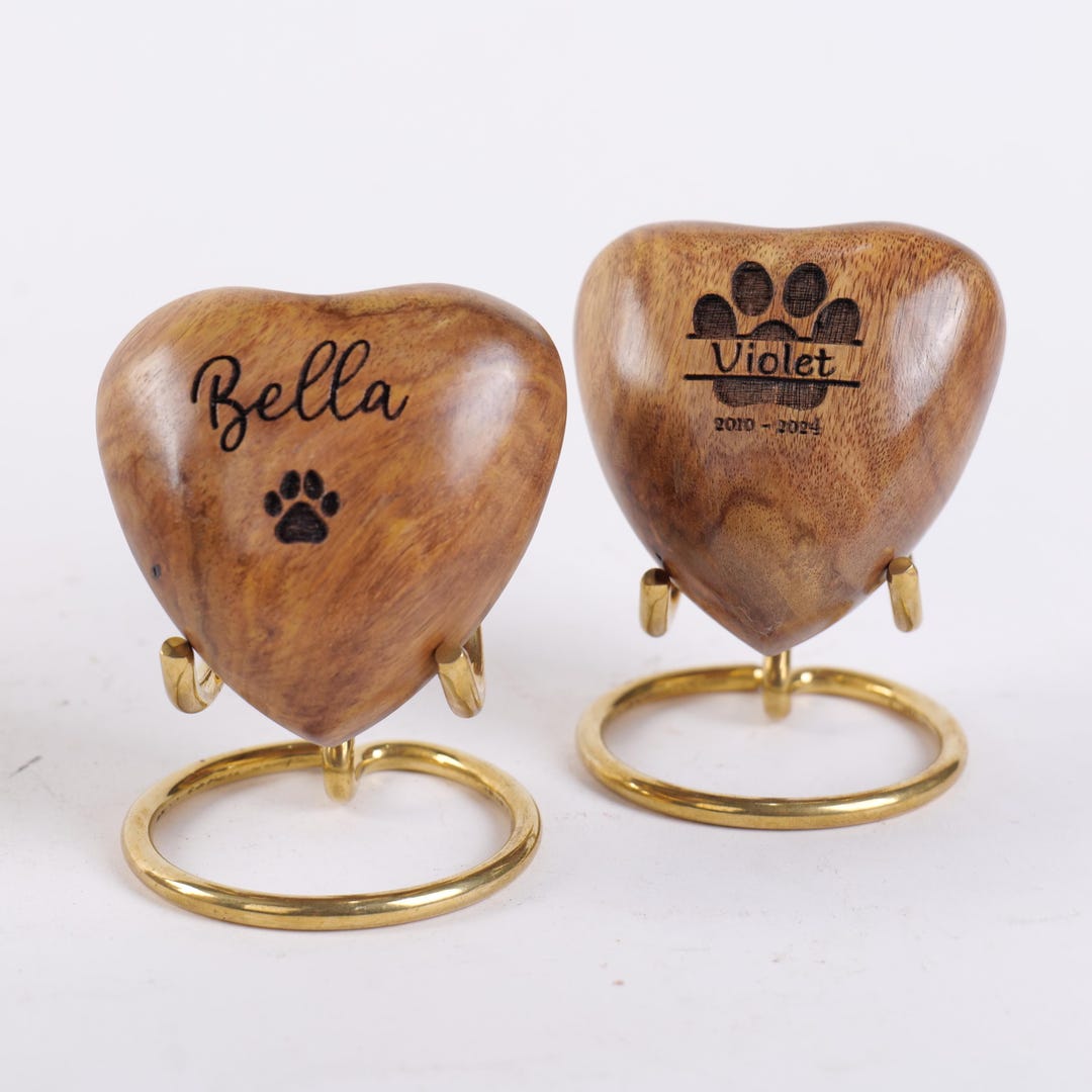 Personalized Heart Cremation Urn: Wooden Memorial Keepsake for Ashes ...