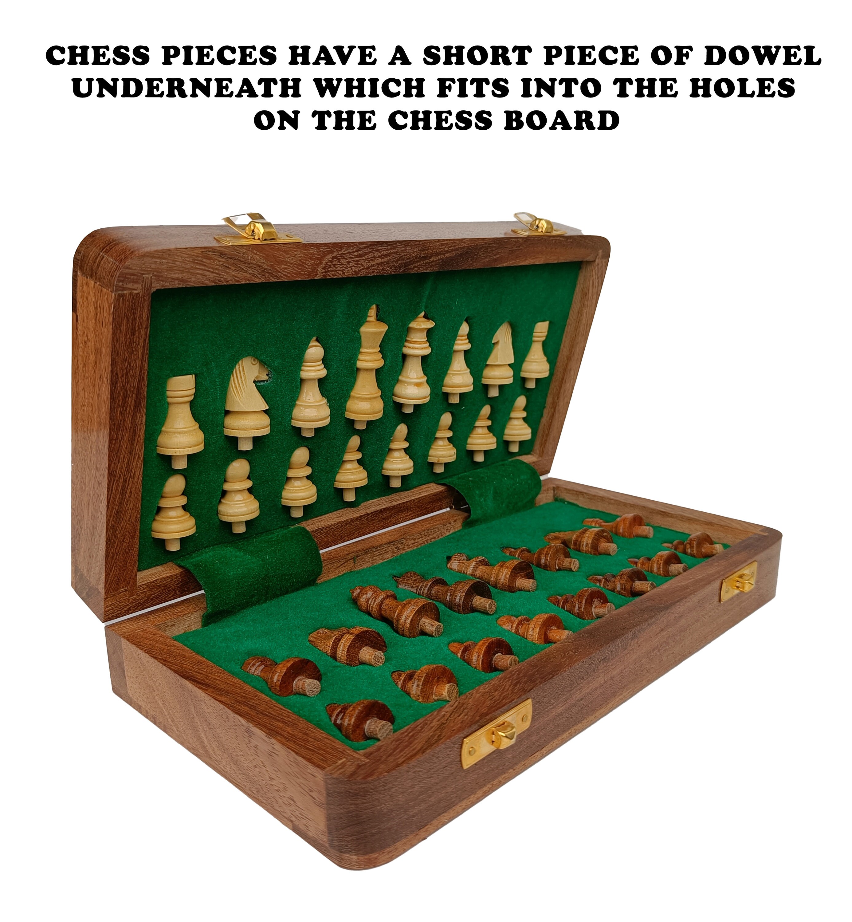 Wooden Peg Chess Set: Low Vision Travel Board With Extra Queen - Etsy