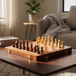 Personalized Magnetic Wooden Chess Set: Folding Travel Board With Extra ...