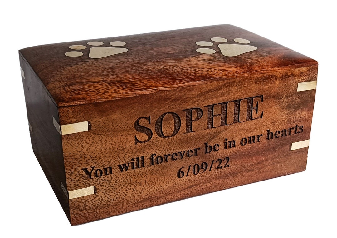 PERSONALIZED Urn for Dog Ashes, Rosewood URN BOX for Pet Ashes, Loss of ...