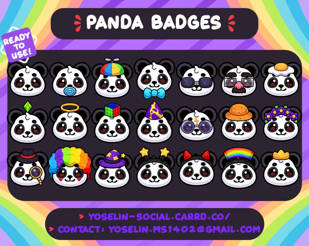 Panda Bear Sub Badges for Twitch/youtube/kick/discord Bit Badges Twitch ...