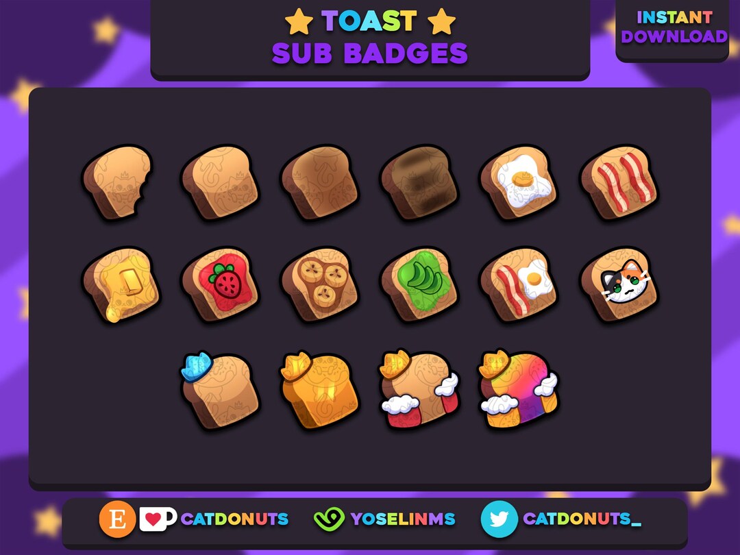 BREAD Sub Badges for Twitch/youtube/kick/discord | Bit Badges | Twitch ...