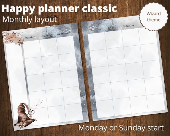Happy Planner Classic Monthly Layout Printable Inserts - Etsy
