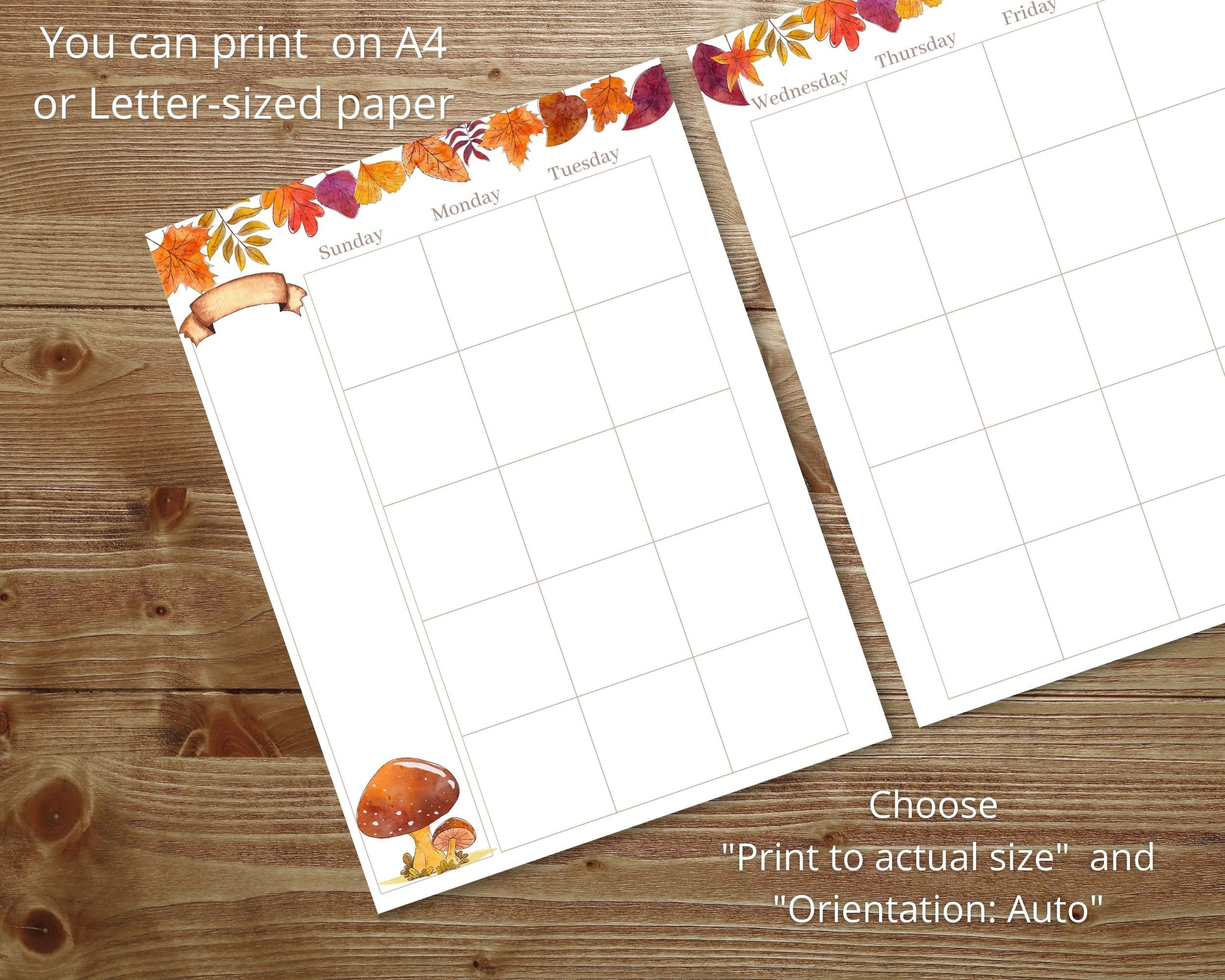 Happy Planner Monthly Insert - Printable Happy Planner Classic - Fall ...