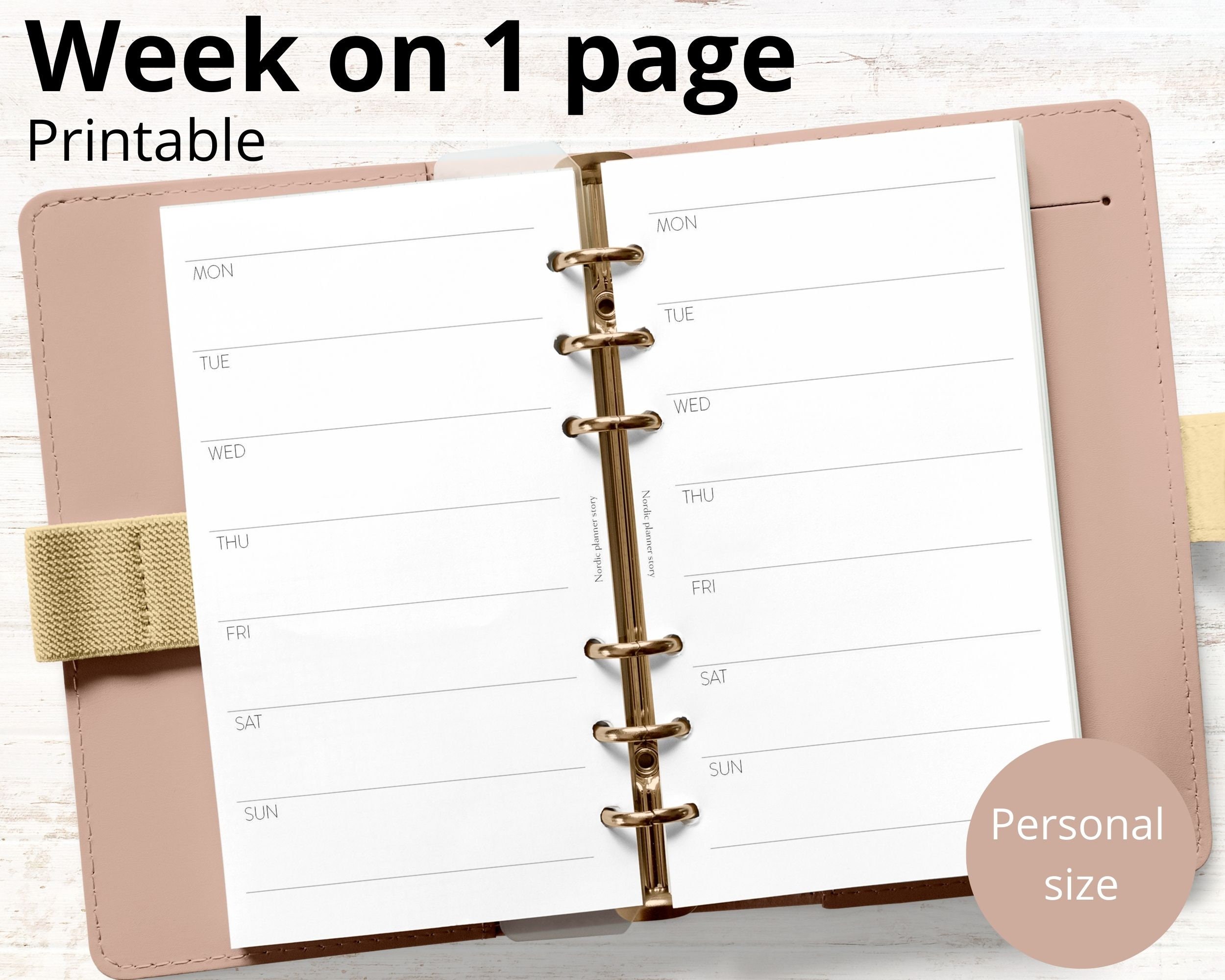 Personal Size Week on One Page Planner Printable - Minimalist and ...