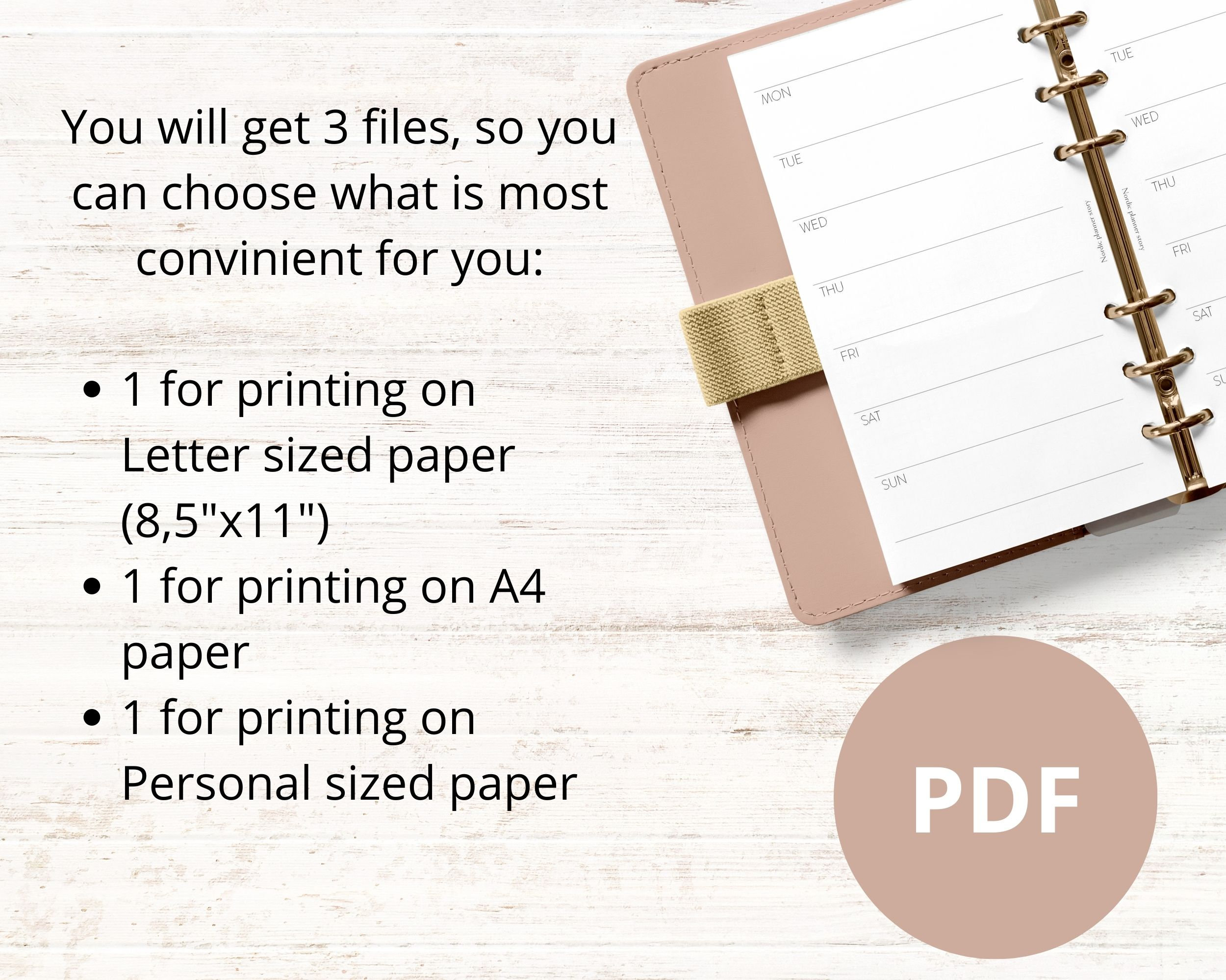 Personal Size Week on One Page Planner Printable - Minimalist and ...