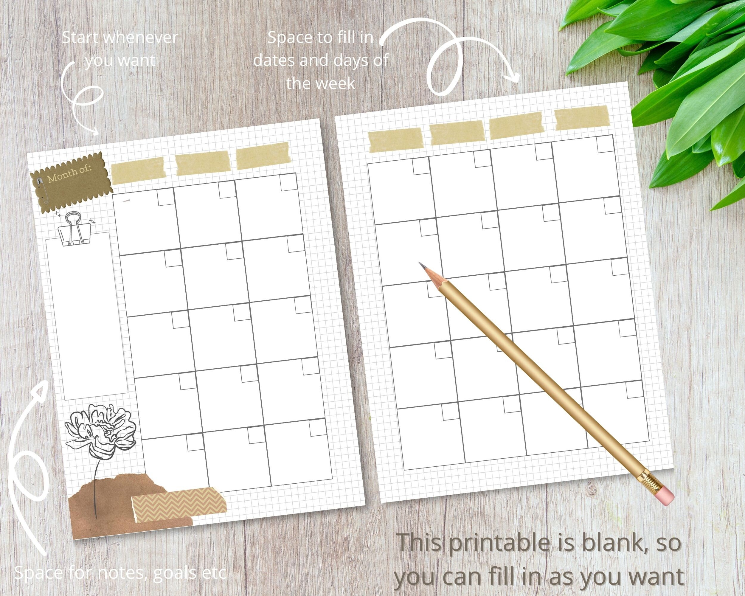 Happy Planner Classic Monthly Layout - Printable Insert Undated ...