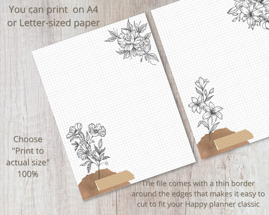 Happy Planner Classic Note Paper - Graph Paper - Grid Pages - Printable ...