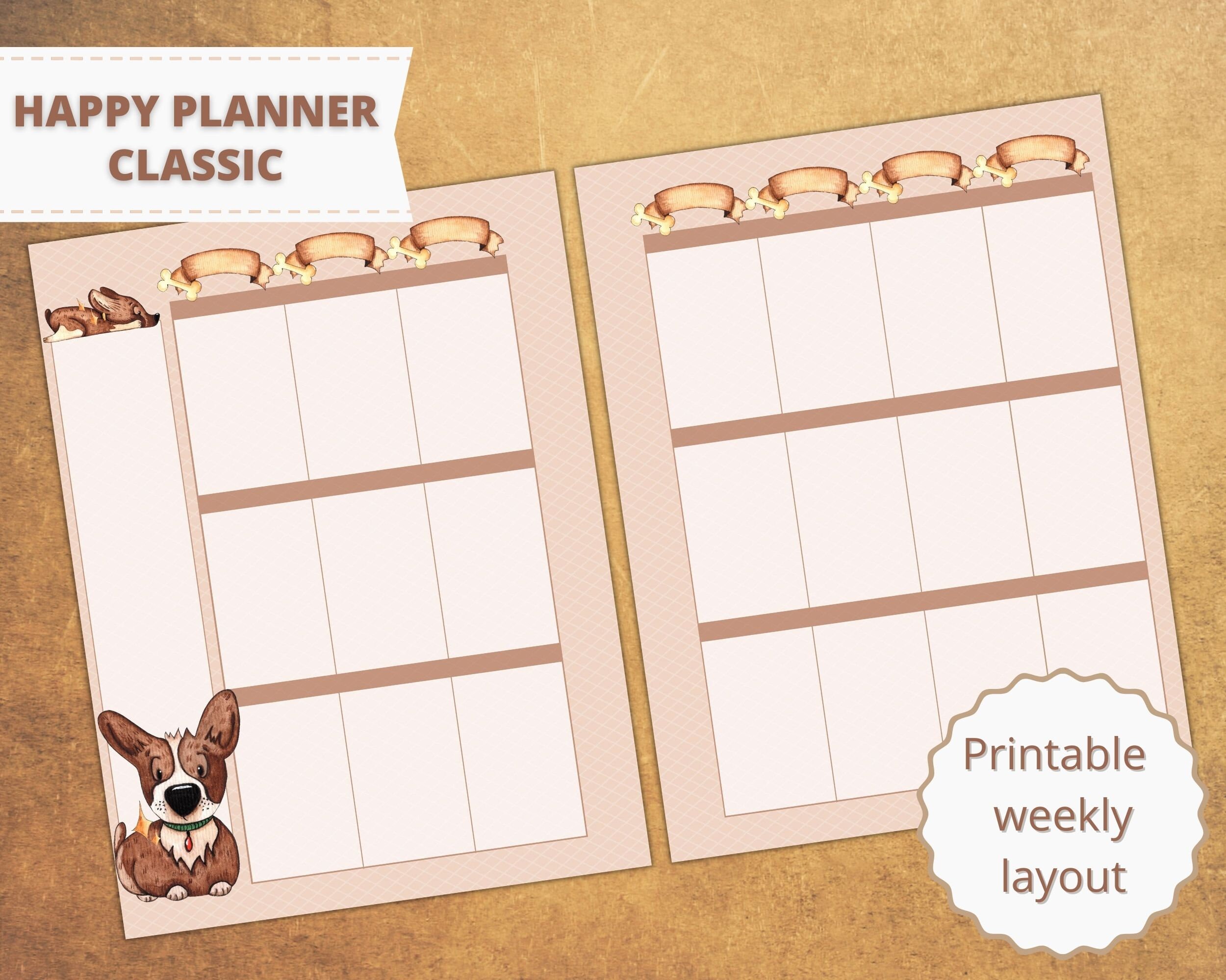 Printable Weekly Layout for Happy Planner Classic | Cute Dog Design ...