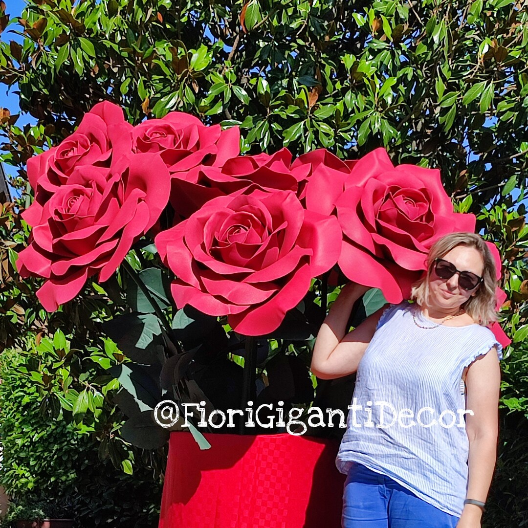 5-7 Giant Roses With Stems Without Backing Giant Flowers Party, Wedding ...