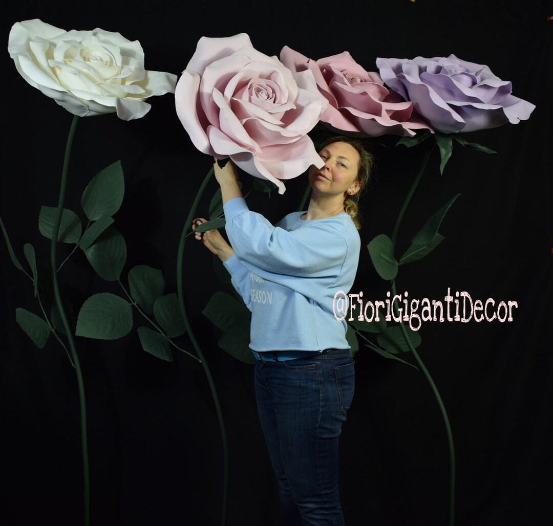 Giant Rose With Metallic Stand. Big Flowers.decorations for Weddings ...