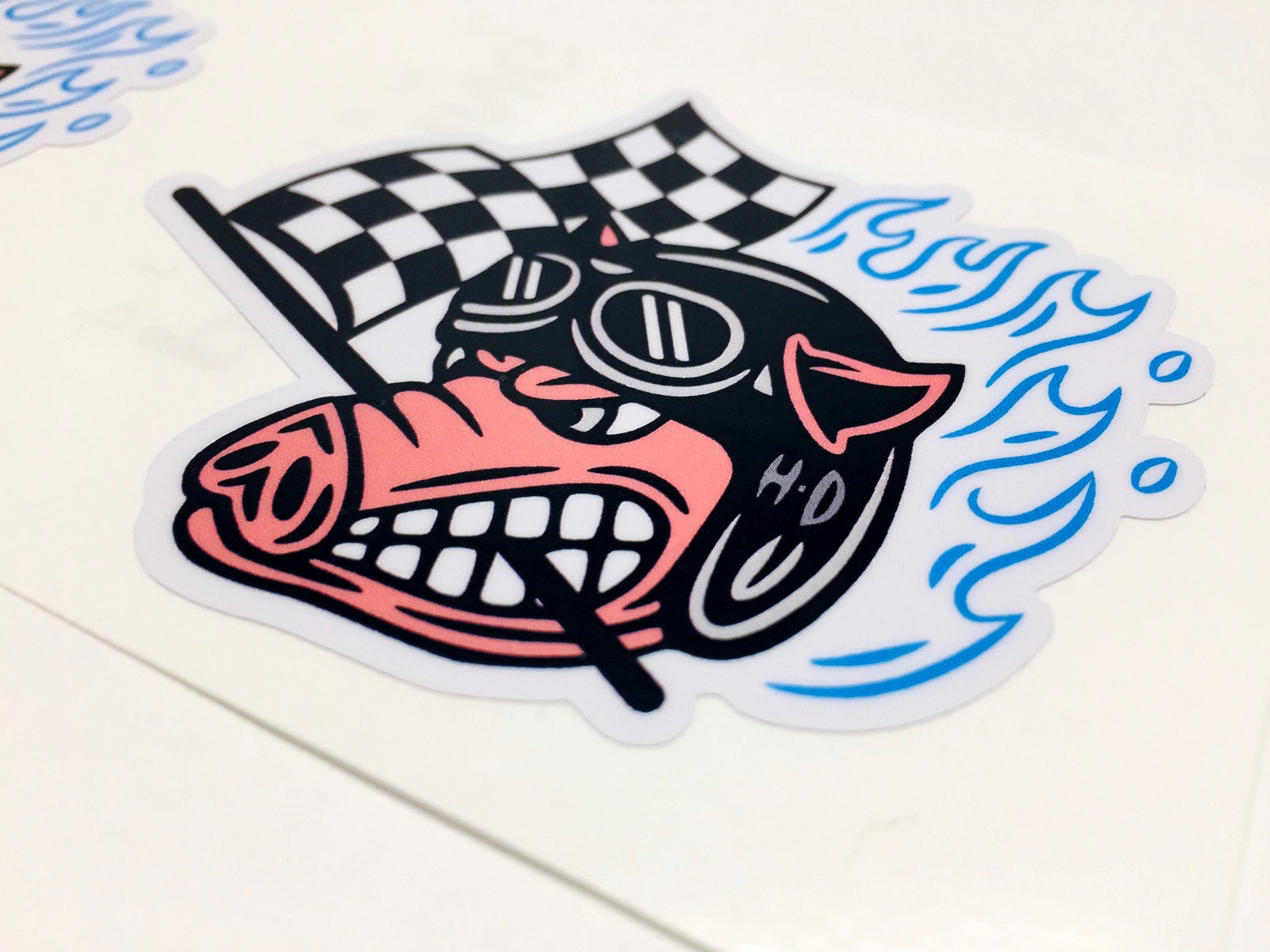 Pegatinas Fast Johnnie Hog Motorcycle Helmet Cafe Racer - Etsy