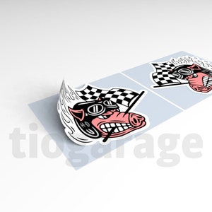 Pegatinas Fast Johnnie Hog Motorradhelm Cafe Racer Aufkleber Scrambler ...