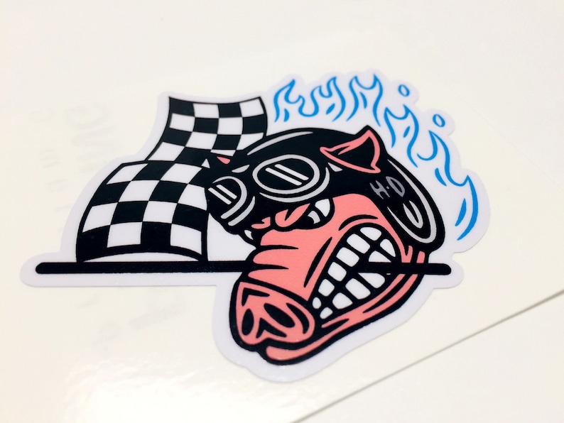 Pegatinas Fast Johnnie Hog Motorcycle Helmet Cafe Racer - Etsy