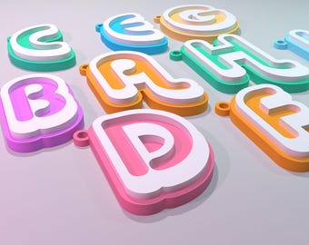 Keychain With Letters Alphabet Pack 3d Printing File Rounded and Chubby ...