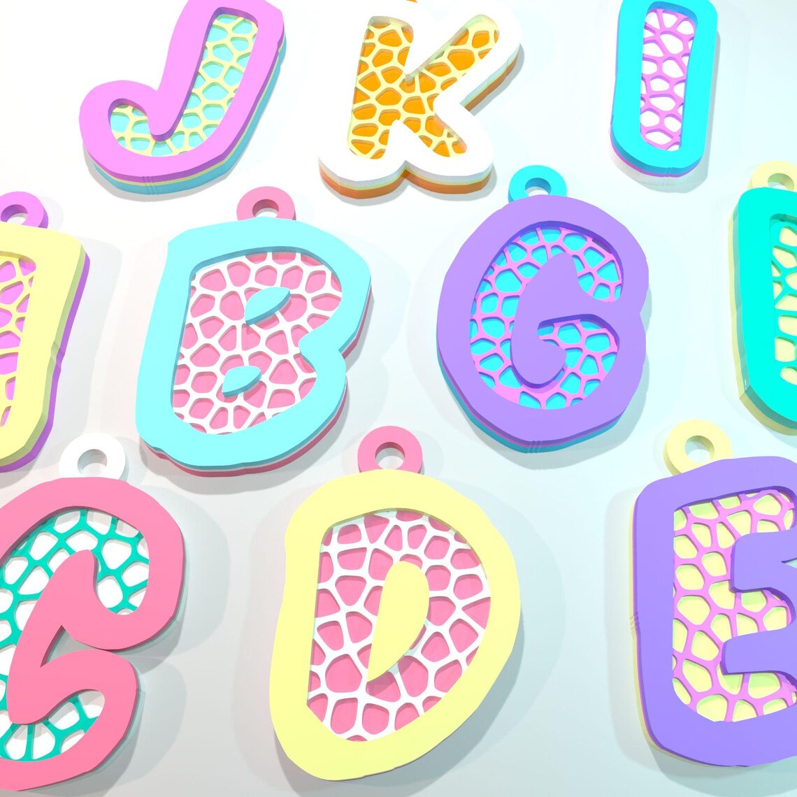 Voronoi Keychain Stl Files Letters 3d Printing Digital Download - Etsy ...