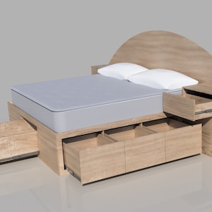 Plans for King-size Storage Bed With Integrated Nightstands in PDF Format - Etsy
