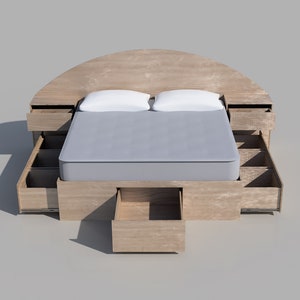 Plans for King-size Storage Bed With Integrated Nightstands in PDF Format - Etsy