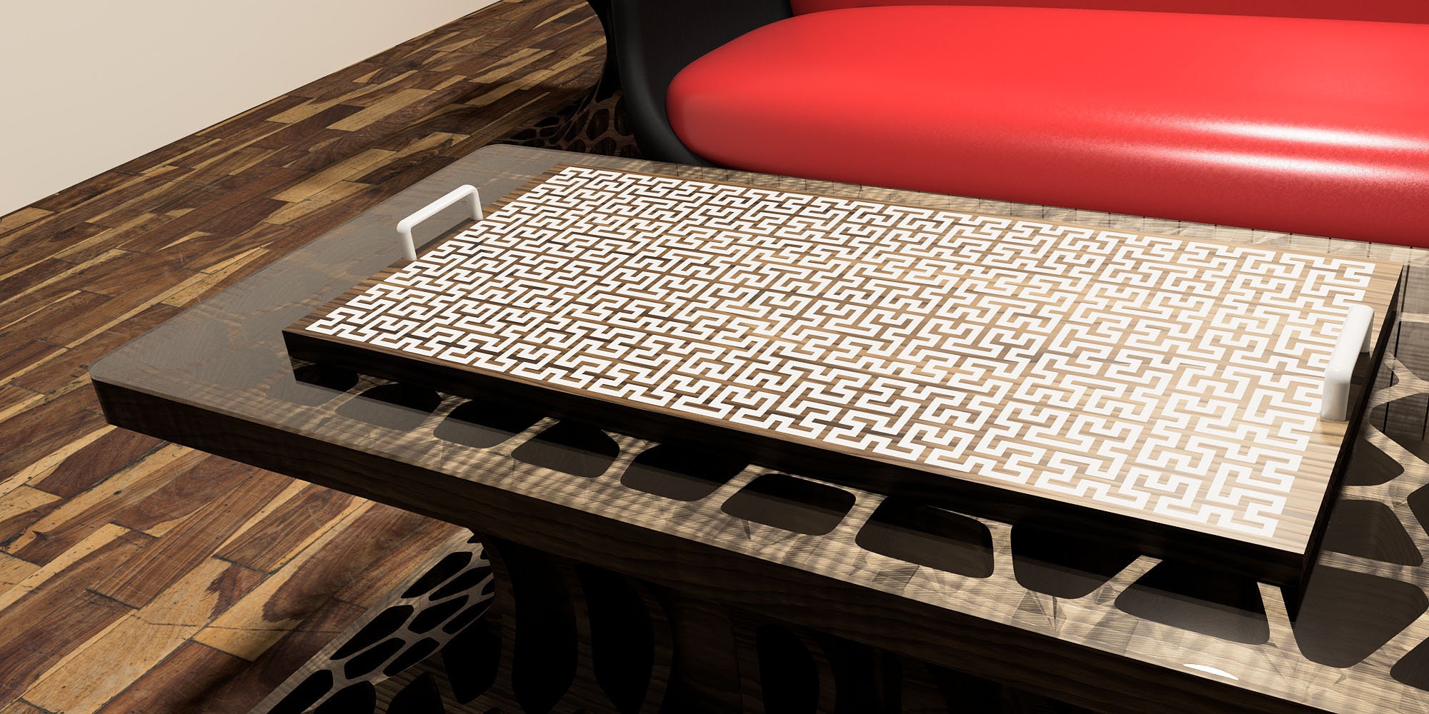 Elegant Serving Tray Featuring a Hilbert Curve Motif. High-quality STL ...