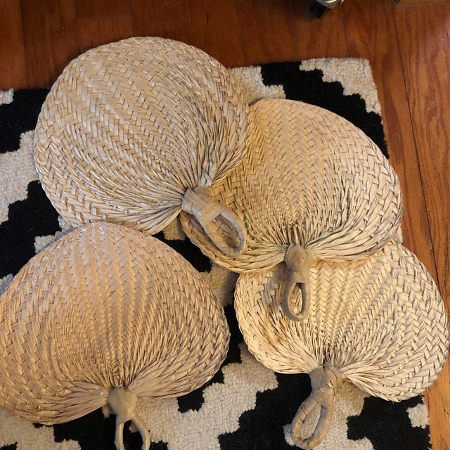 Large Raffia Fans Set of 4 large 1112 Wide Wedding Fan, Palm Leaf Fan ...