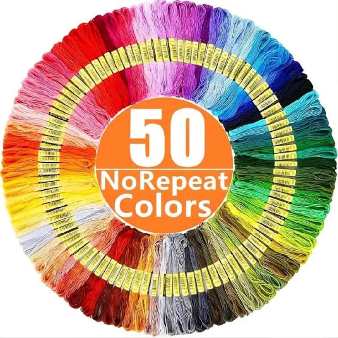 50 Colors Embroidery Thread 8M Cross Stitch Thread Cotton Sewing Skeins ...