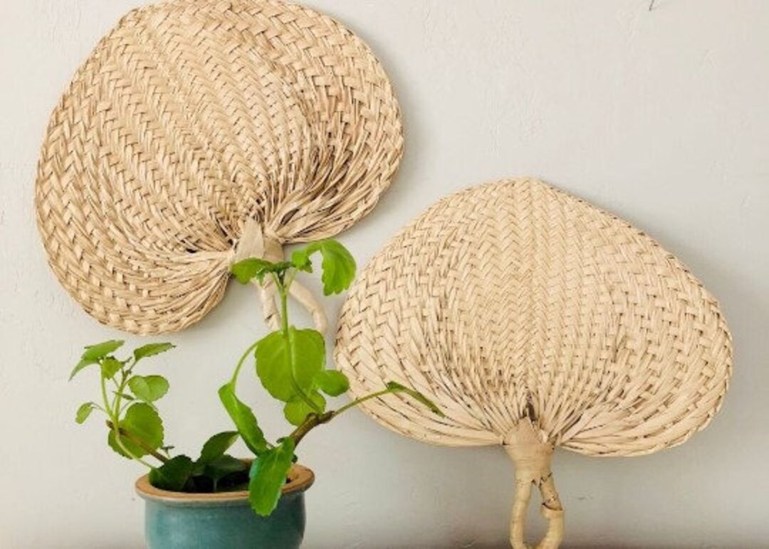 Large Raffia Fan Set: Boho Farmhouse Wall Decor (11-12 Inch) - Etsy