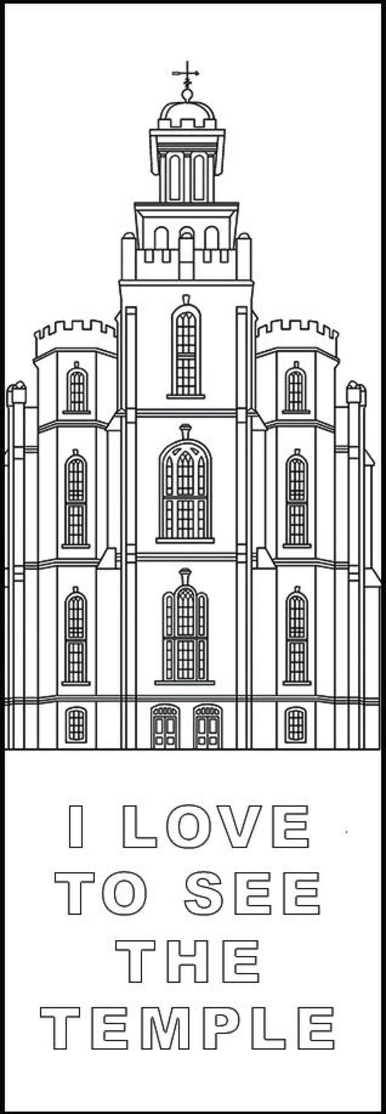 Digital Download Bookmarks for Coloring of LDS Temple. St. George ...