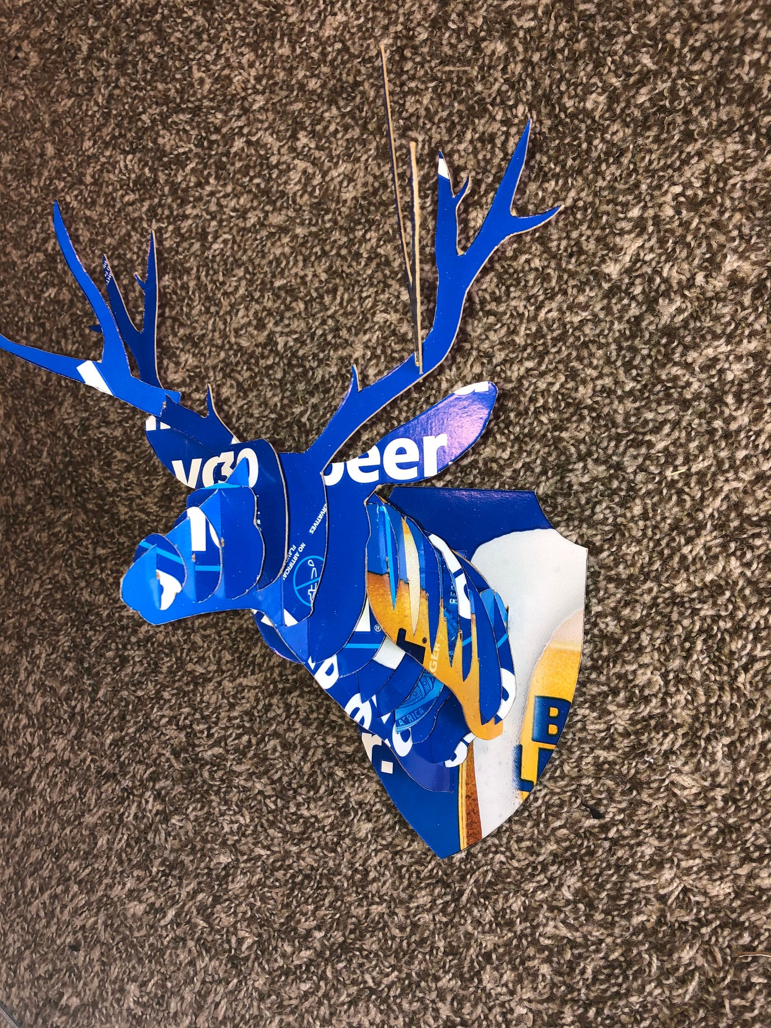 Cardboard Cutout 3D Recycled Handmade Deer Trophy Head Beer Etsy