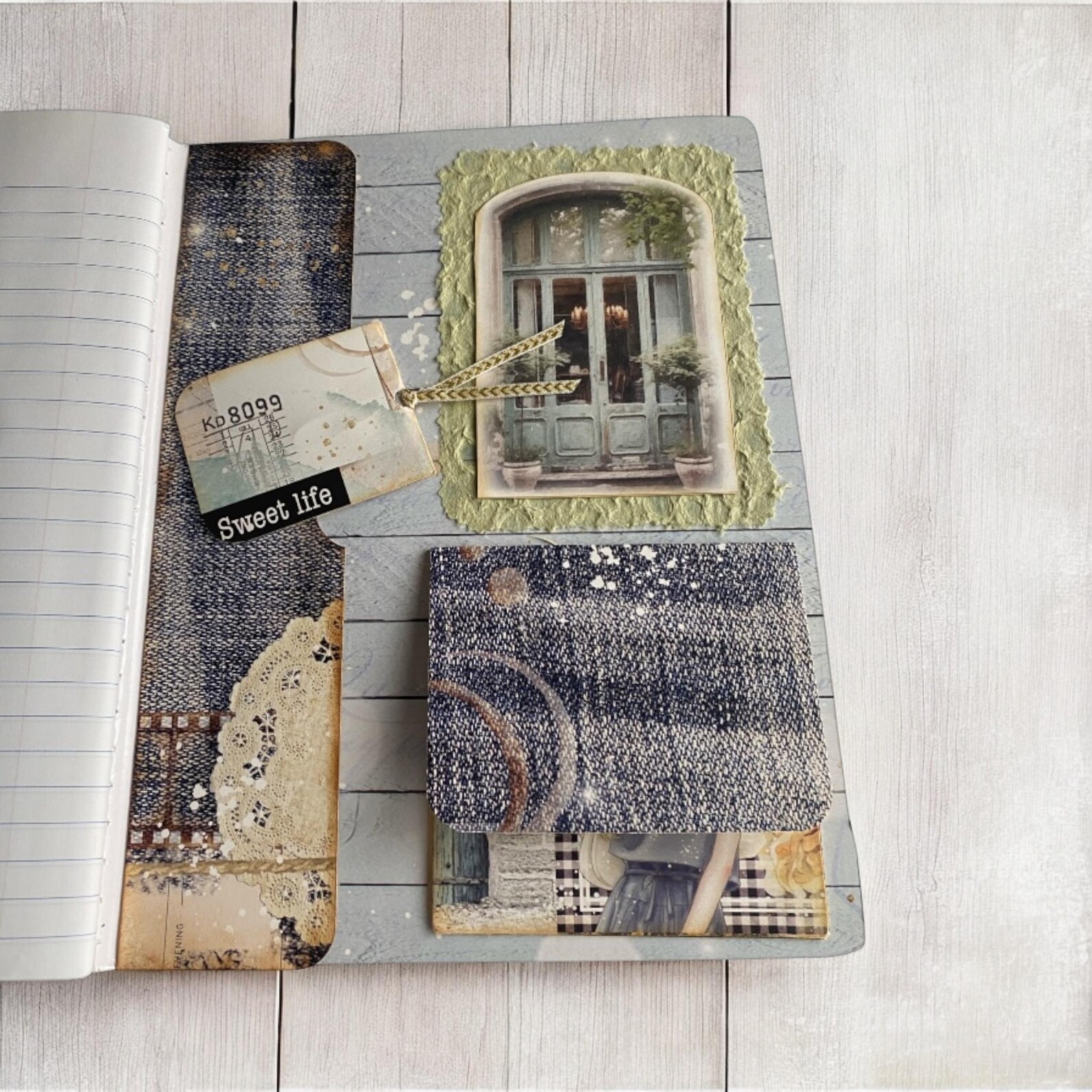 Handmade Altered Composition Notebook, Denim & Lace, Junk Journal - Etsy