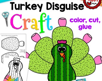 Turkey Craft, Kids Printable Craft Template, Thanksgiving, Fall Craft ...