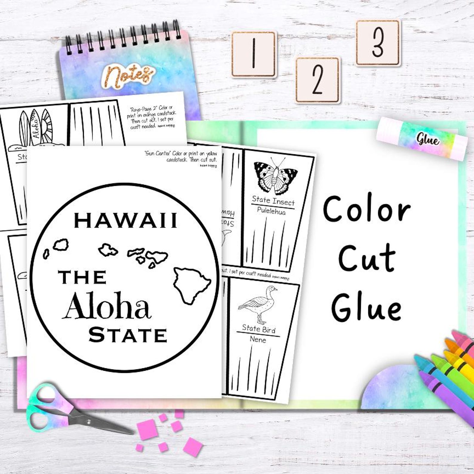 Hawaii State Symbols, Kids Printable Craft Template, 50 States, US ...