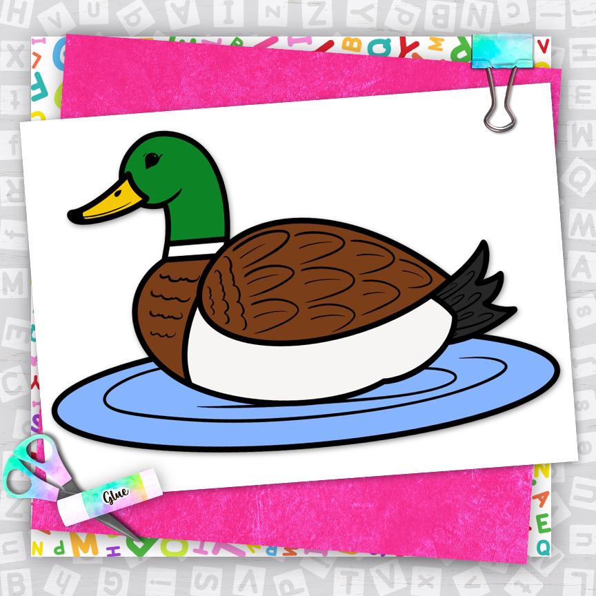 Duck Craft, Kids Printable Craft Template, Pond Animals, Farm Animals ...