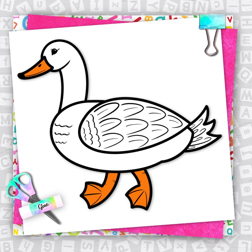 Duck Craft, Kids Printable Craft Template, Pond Animals, Farm Animals ...