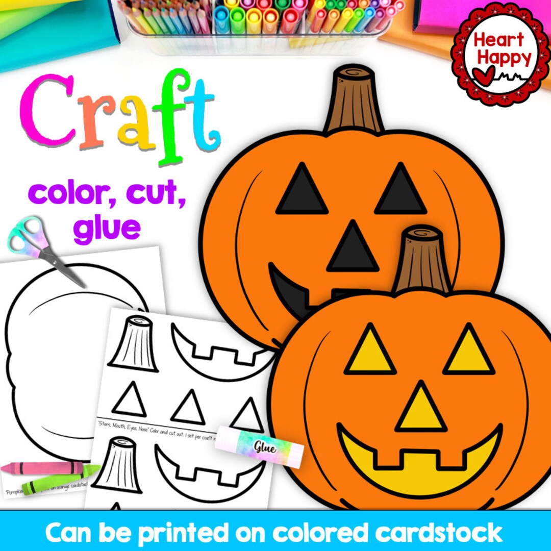 Halloween Jack O Lantern Craft, Kids Printable Craft Template, Fall ...