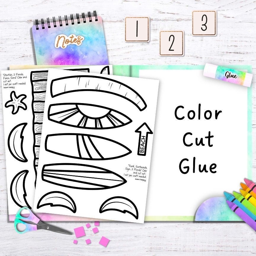 Beach Craft, Kids Printable Craft Template, Summer Craft, End of Year ...