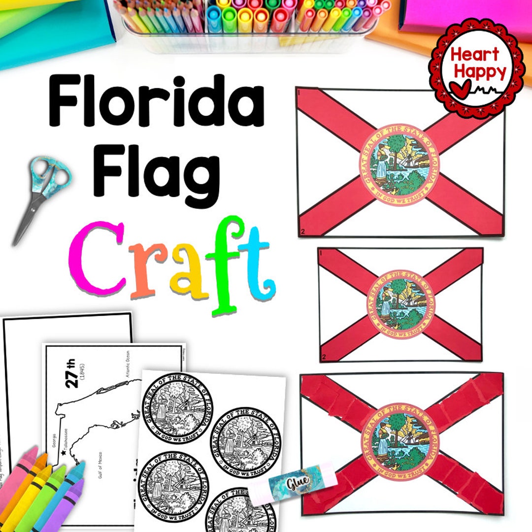 Florida Flag Craft, Kids Printable Craft Template, Florida State ...
